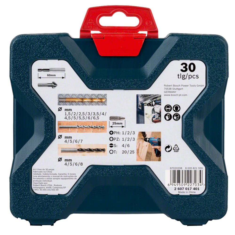 Jogo de Pontas e Brocas em Titânio 30 Peças X-Line Bosch - Luitex ...