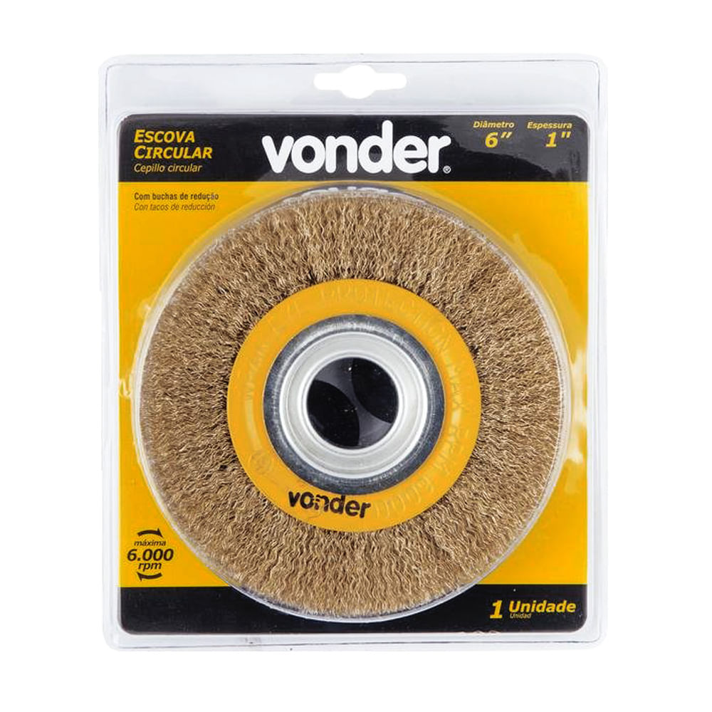 Escova Circular Ondulada de Aço Carbono Latonado de 150mm 6 X 1" com ...